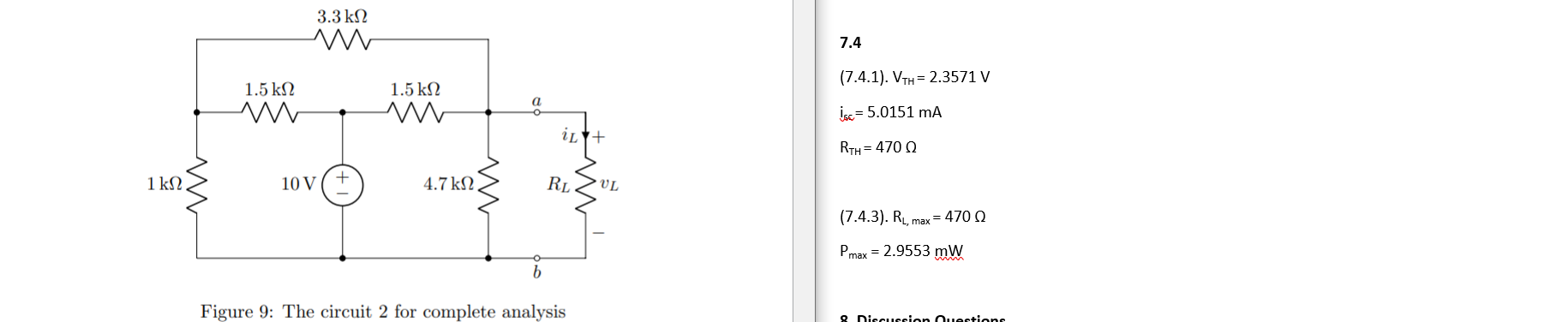 Solved In section 7.4 you found vT H, iSC and computed RT H | Chegg.com
