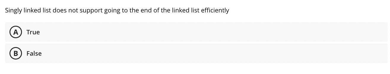 Solved Singly linked list does not support going to the end | Chegg.com