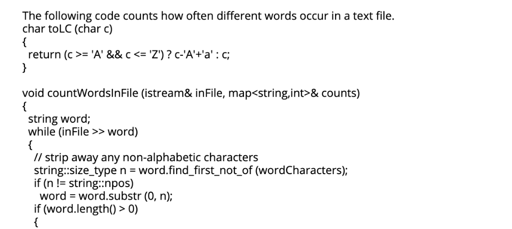 The following code counts how often different words | Chegg.com