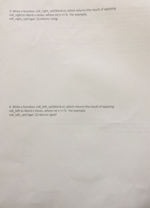 Solved 1 Write A Function Roll Rightword Which Takes A 7127