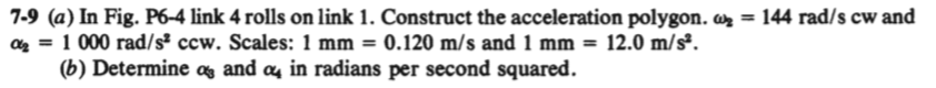 Solved 7-9 (a) In Fig. P6-4 link 4 rolls on link 1. | Chegg.com