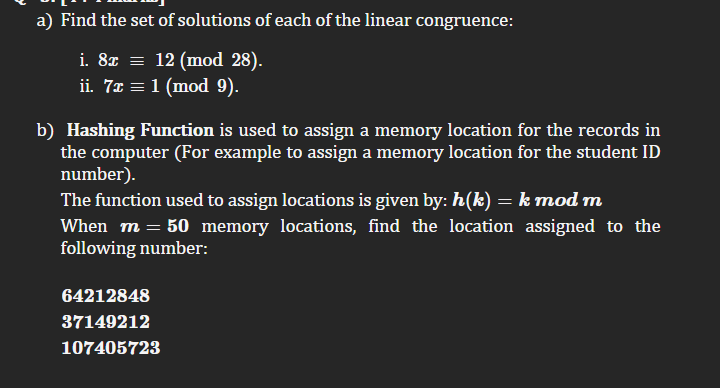 Solved a) In the following statement, find the inverse, | Chegg.com