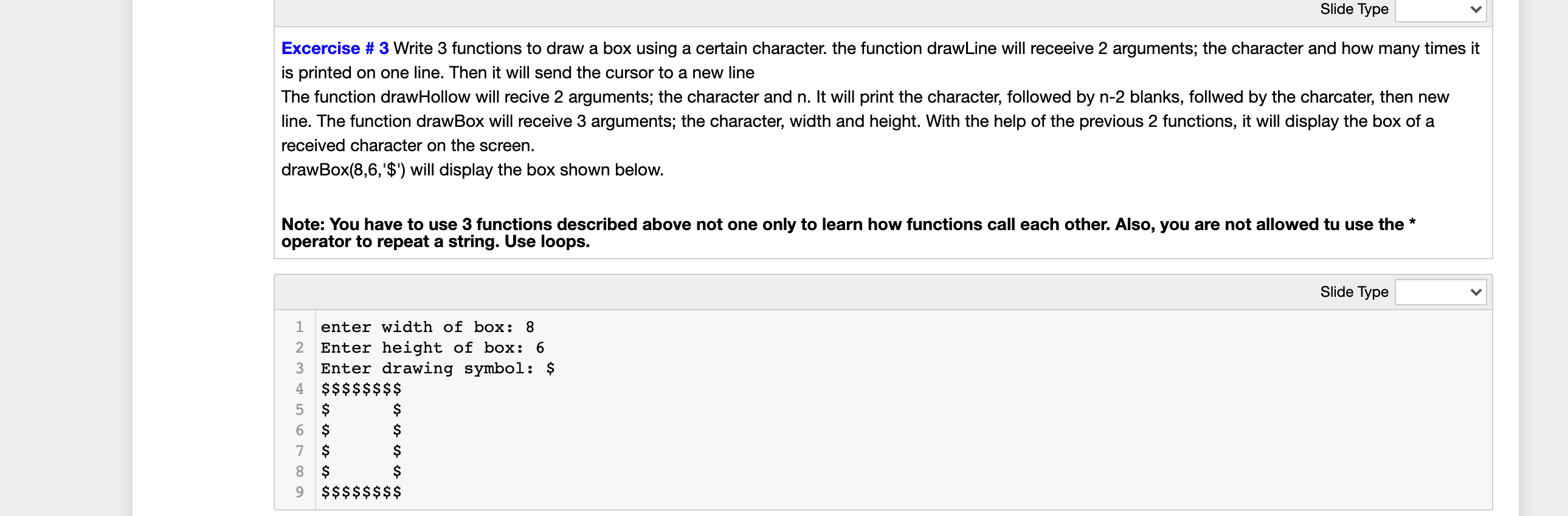 Solved Slide Type Excercise 3 Write 3 Functions To Draw A Chegg