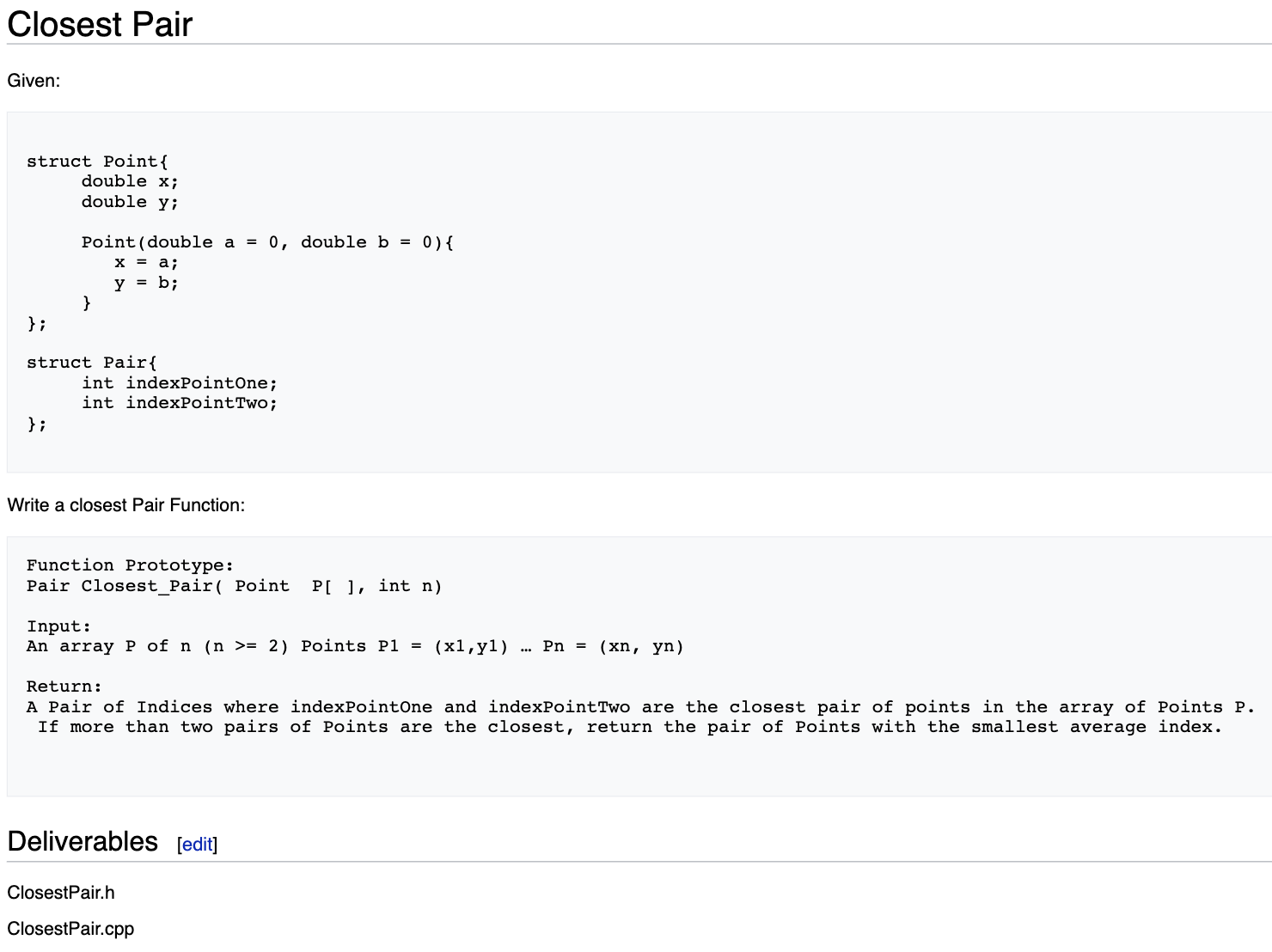 Solved Closest Pair Given: struct Point \{ double x; double | Chegg.com