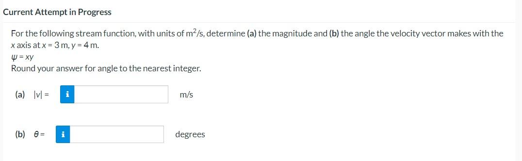 Solved For the following stream function, with units of | Chegg.com