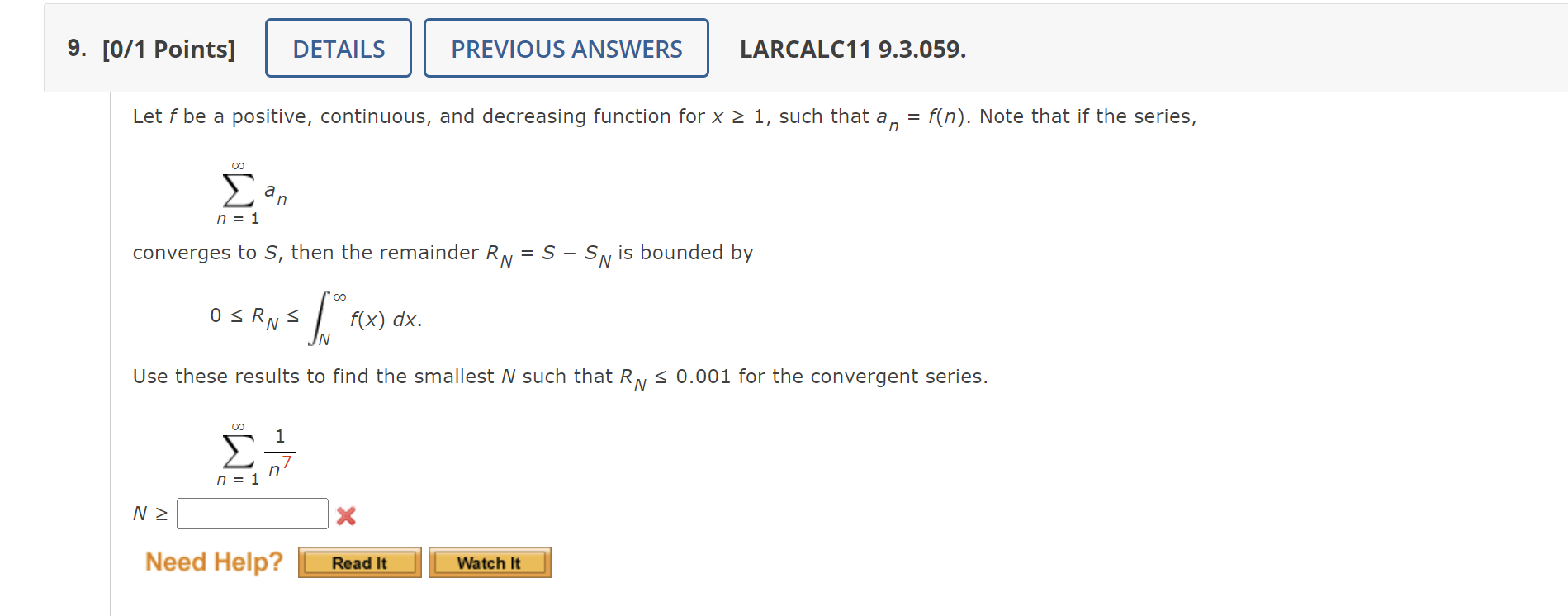 Solved Let f be a positive, continuous, and decreasing | Chegg.com
