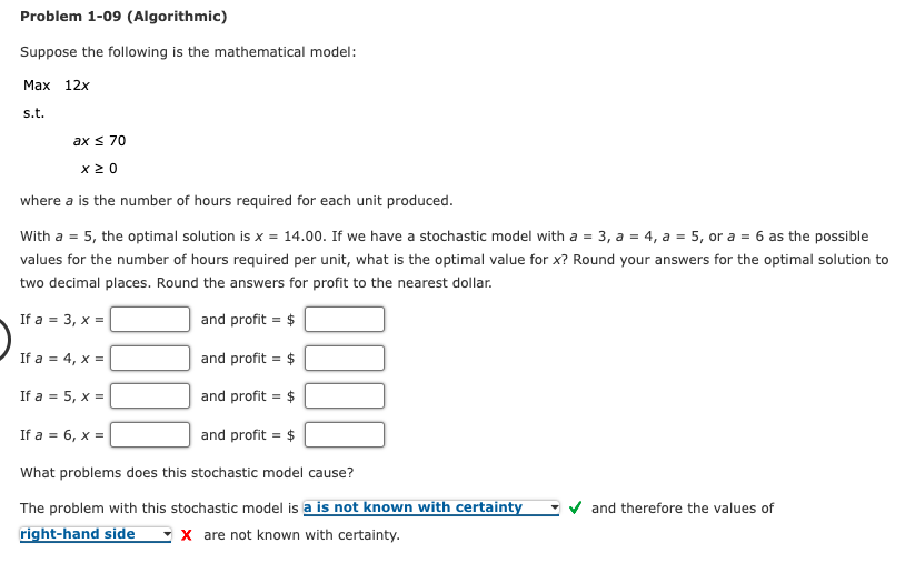 Solved Problem 1-09 (Algorithmic) Suppose the following is | Chegg.com