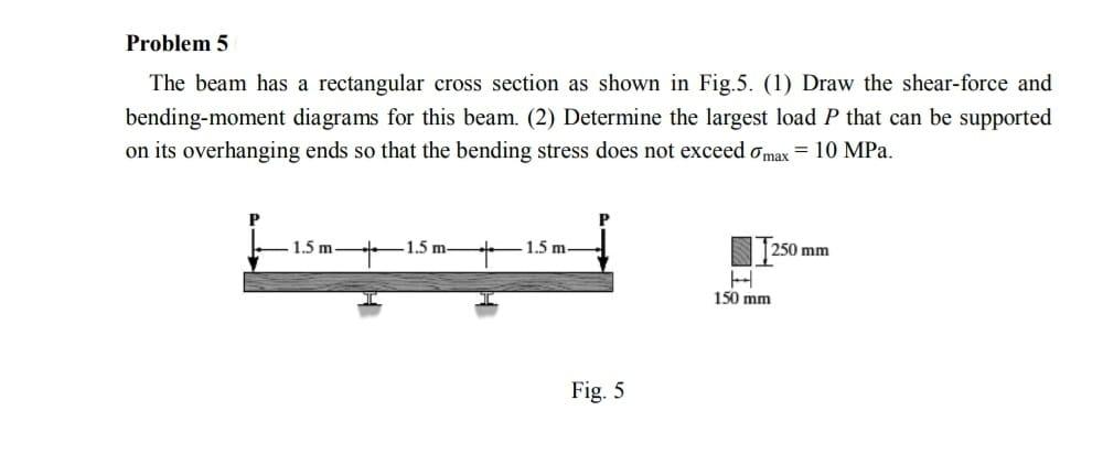 Solved Problem 5 The beam has a rectangular cross section as | Chegg.com