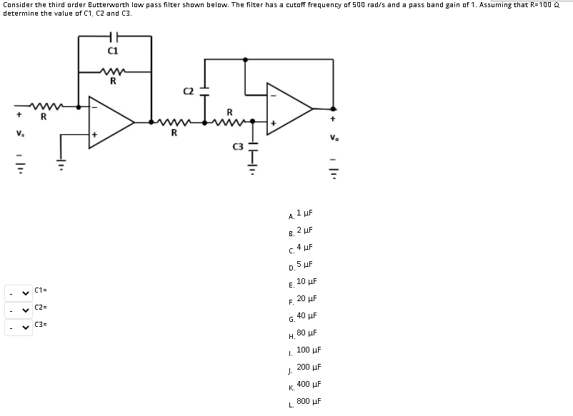 Solved Consider the third order Butterworth low pass filter | Chegg.com
