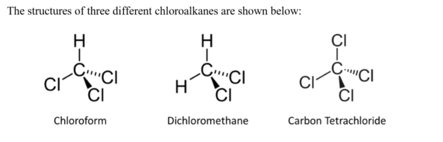 The structures of three different chloroalkanes are | Chegg.com