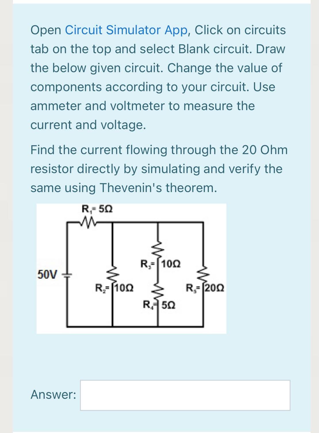 Solved Open Circuit Simulator App, Click on circuits tab on | Chegg.com