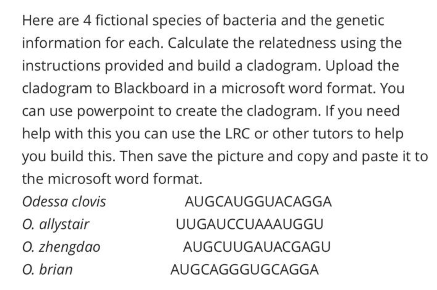Solved Construct a cladogram. The length of the horizontal | Chegg.com