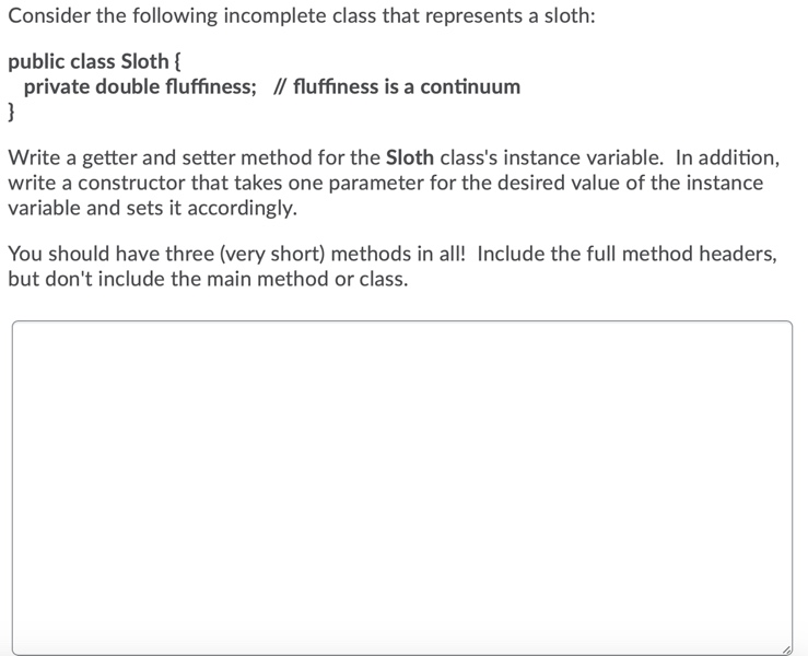 Solved Consider the following incomplete class that | Chegg.com