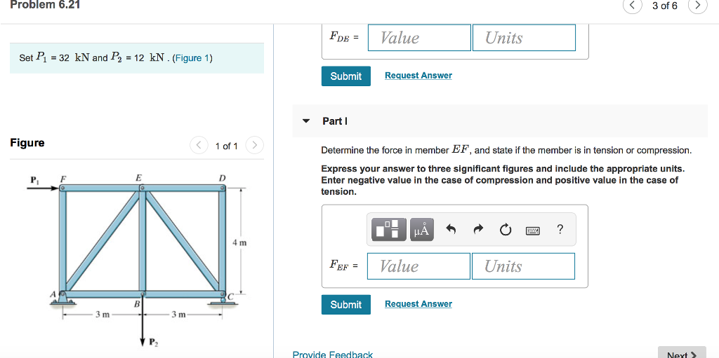 Solved Problem 6 21 3 Of 6 Determine The Force In Member