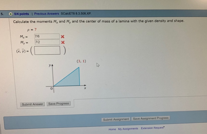 Solved 5. 014 points 1 Previous Answers SCalcET8 8.3.508.XP | Chegg.com