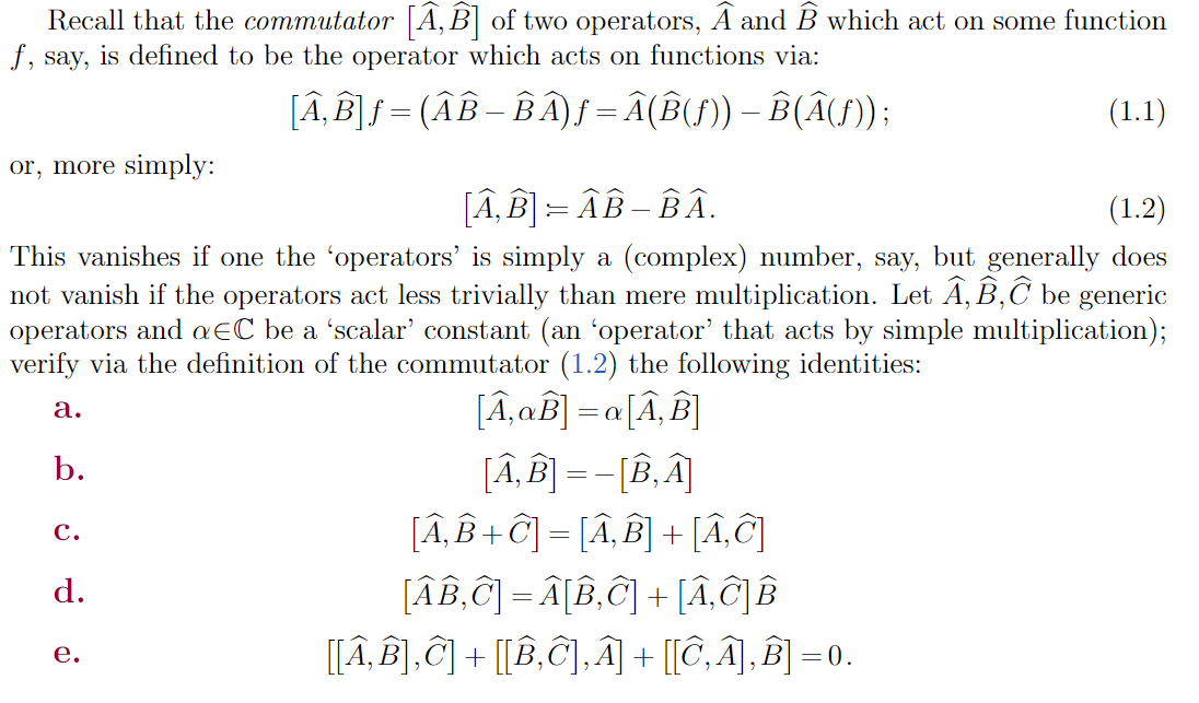 Solved Recall that the commutator [A, B] of two operators, A | Chegg.com