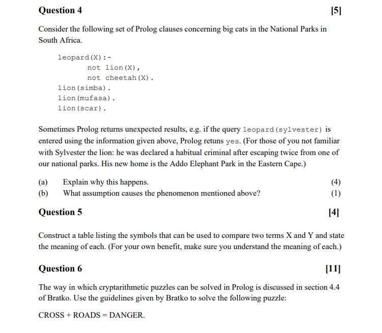 Solved Consider The Following Set Of Prolog Clauses 