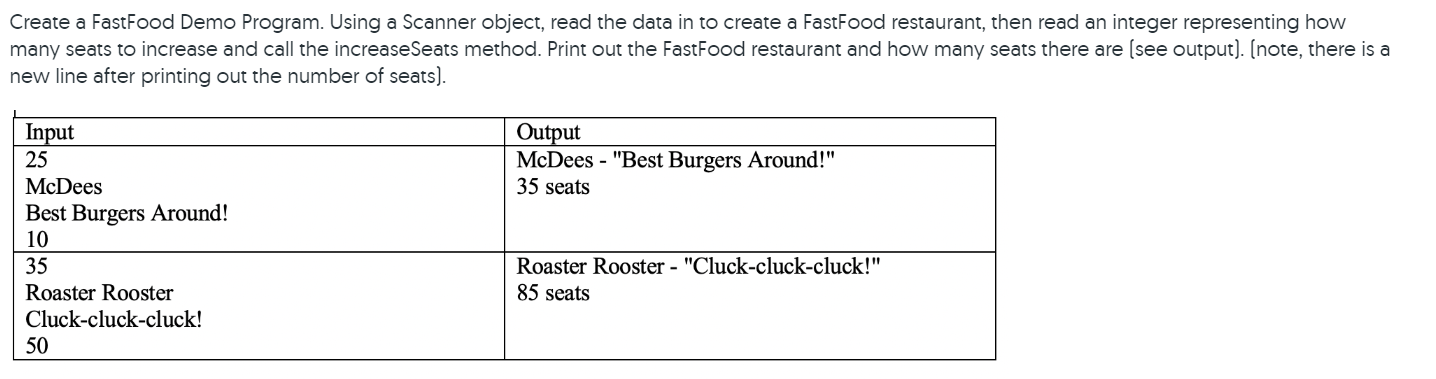 Solved Create a class called Restaurant that is the base | Chegg.com