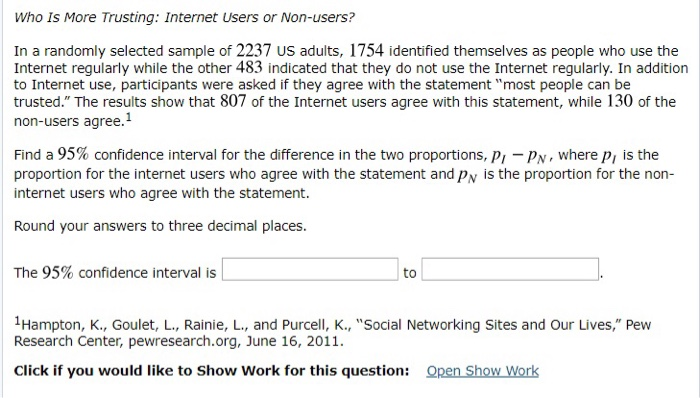 Solved Who Is More Trusting: Internet Users or Non-users? In | Chegg.com