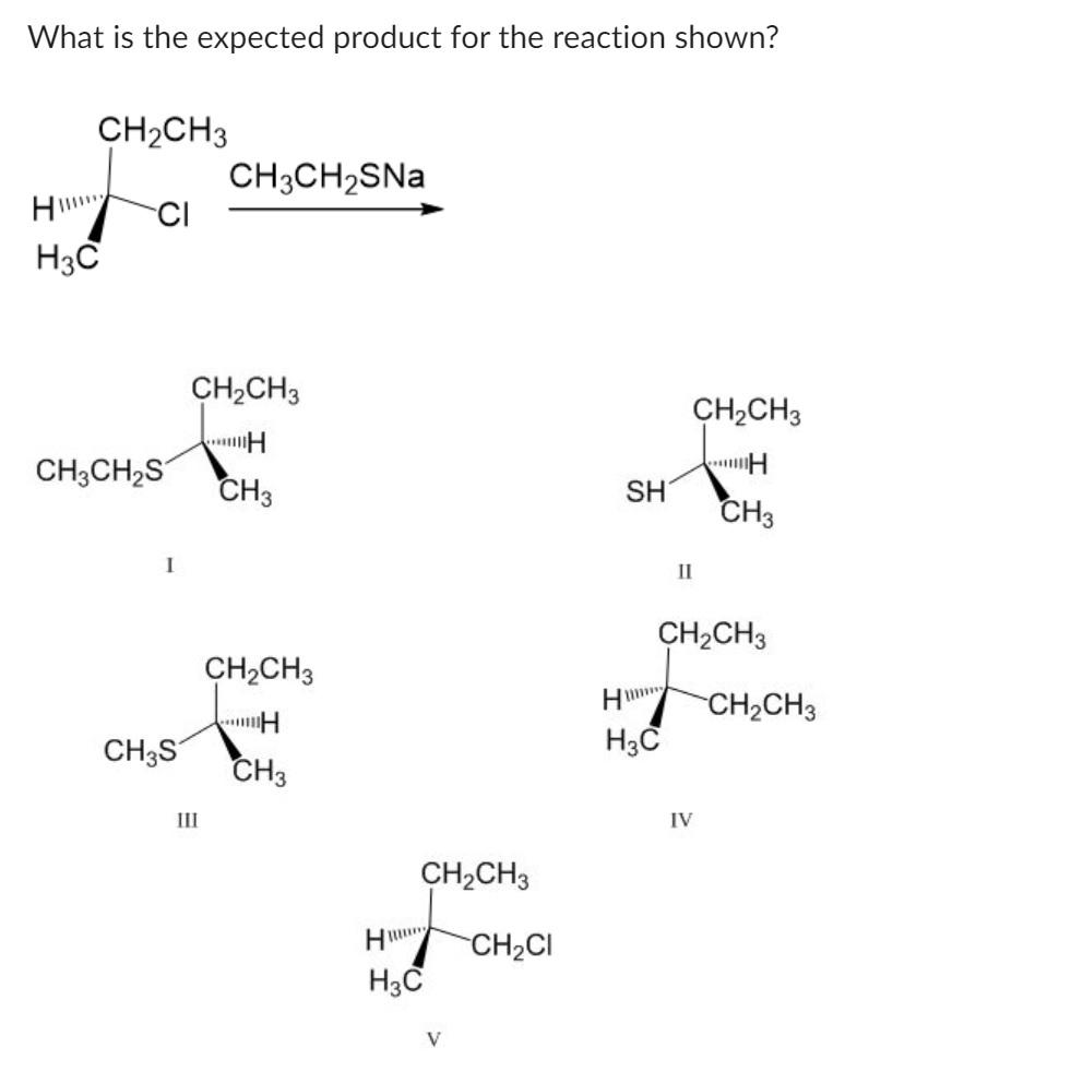 Solved What is the expected product for the reaction shown? | Chegg.com