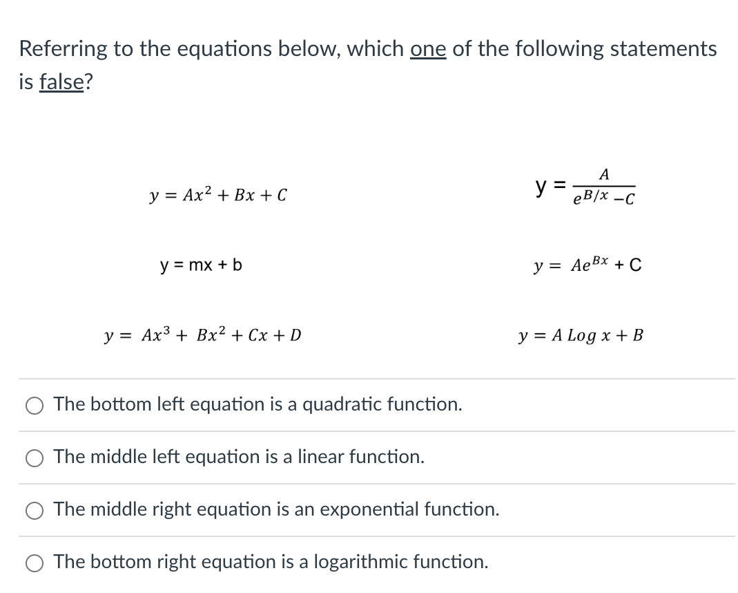 Solved Referring to the equations below, which one of the | Chegg.com