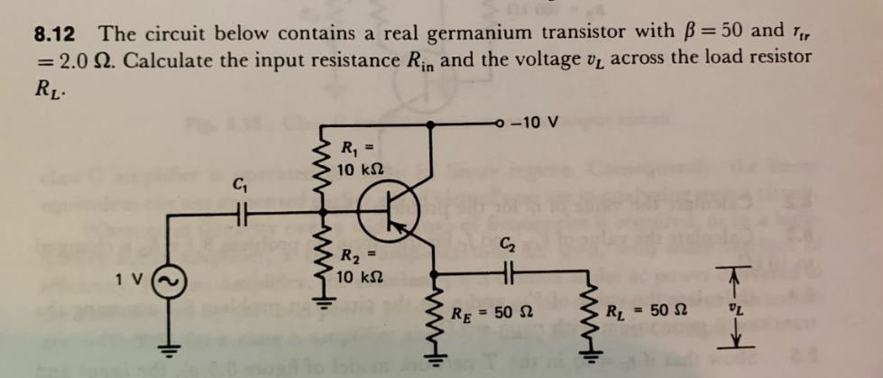 Solved 8.12 The circuit below contains a real germanium | Chegg.com