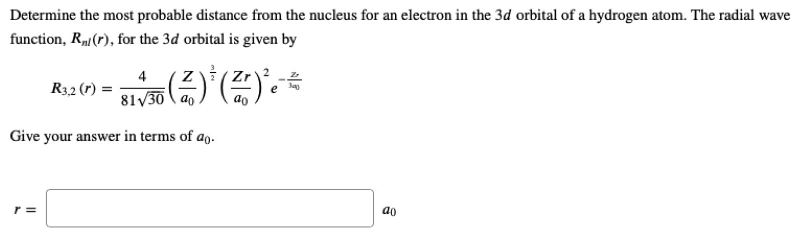 Solved Determine The Most Probable Distance From The Nucleus
