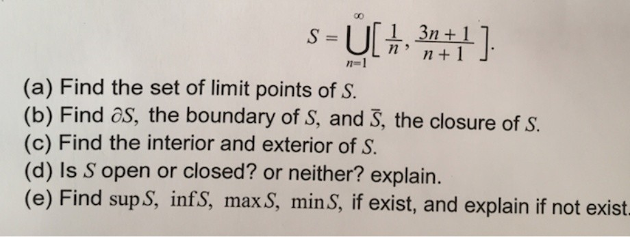 Solved 1 3n +1 n'n+ n-1 (a) Find the set of limit points of | Chegg.com