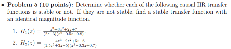 Solved Problem 5 (10 ﻿points): Determine whether each of the | Chegg.com
