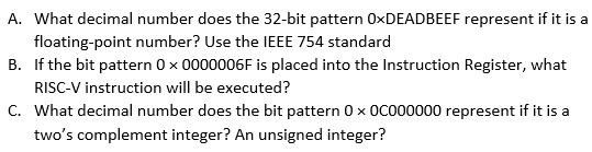 Solved A. What decimal number does the 32-bit pattern | Chegg.com