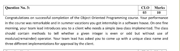 Solved 10 Question No. 3: CLO Marks 03 Congratulations on | Chegg.com