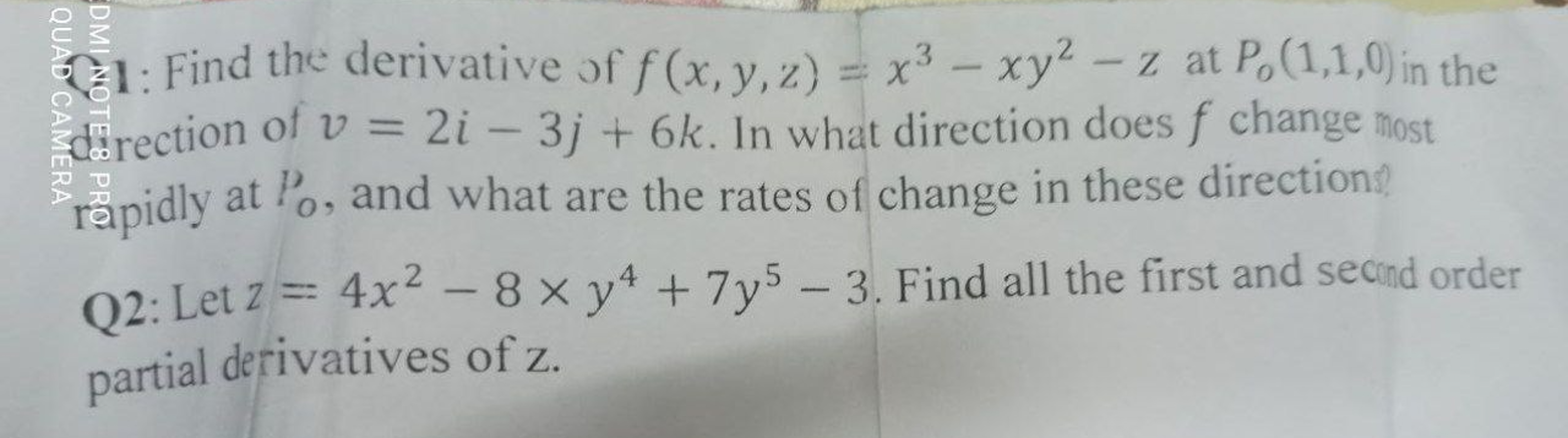 Solved 1: Find the derivative of f(x,y,z)=x3-xy2-z ﻿at | Chegg.com