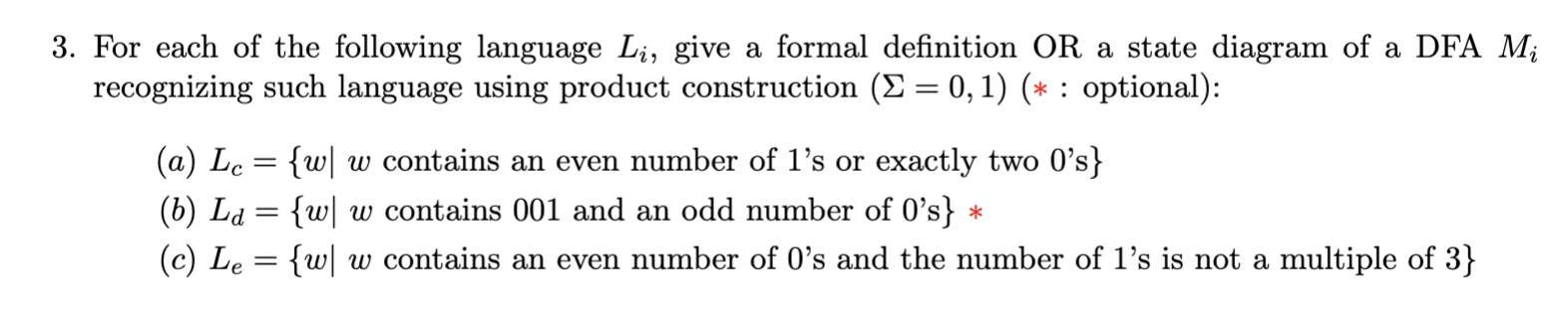 Solved 3. For each of the following language Li, give a | Chegg.com