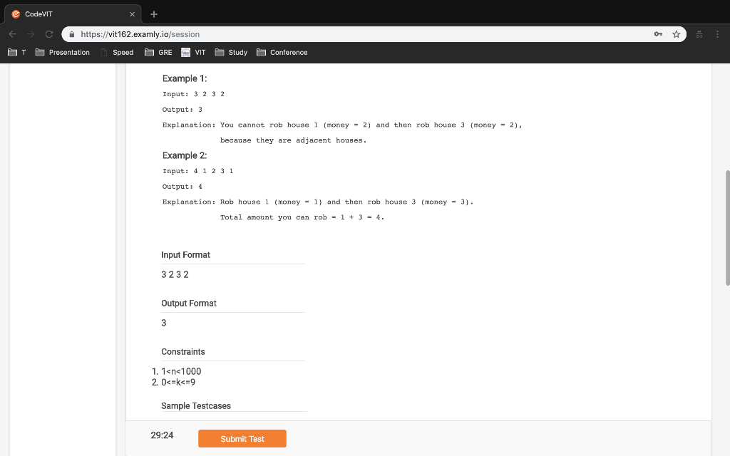 Solved e CodeVIT a https://vit162.examly.io/session T | Chegg.com