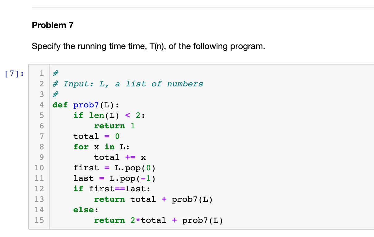 Solved Specify the running time time, T(n), of the following | Chegg.com