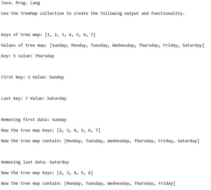 Solved Java Prog Lang Use The Treemap Collection To Create