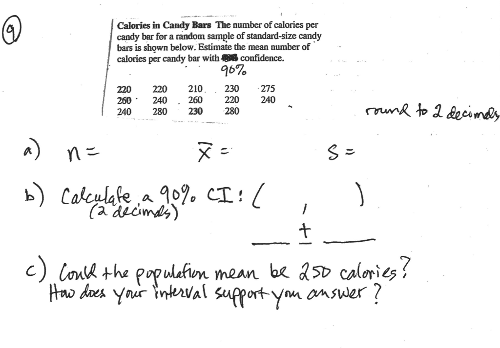 Solved Calories in Candy Bars The number of calories per | Chegg.com