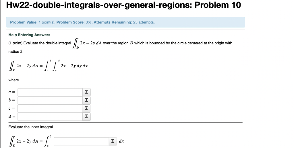 Solved Hw22-double-integrals-over-general-regions: Problem | Chegg.com