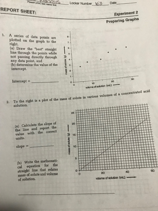 Solved print Date REPORT SHEET: Experiment 2 Preparing | Chegg.com
