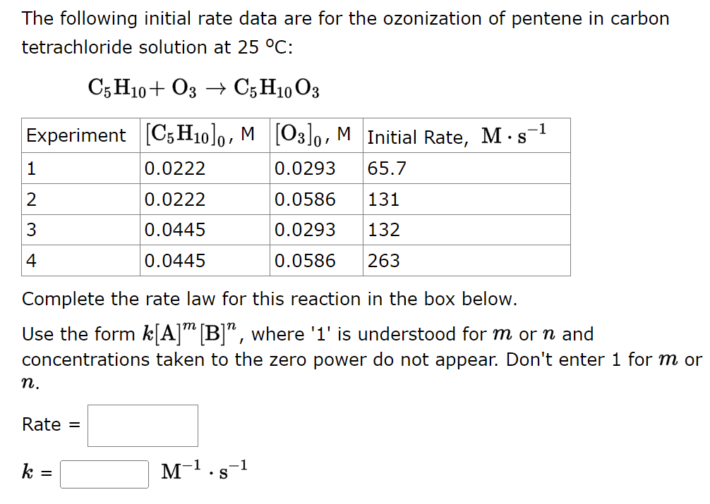 Solved The following initial rate data are for the | Chegg.com