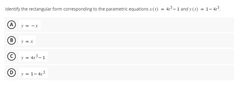 Solved Identify the rectangular form corresponding to the | Chegg.com