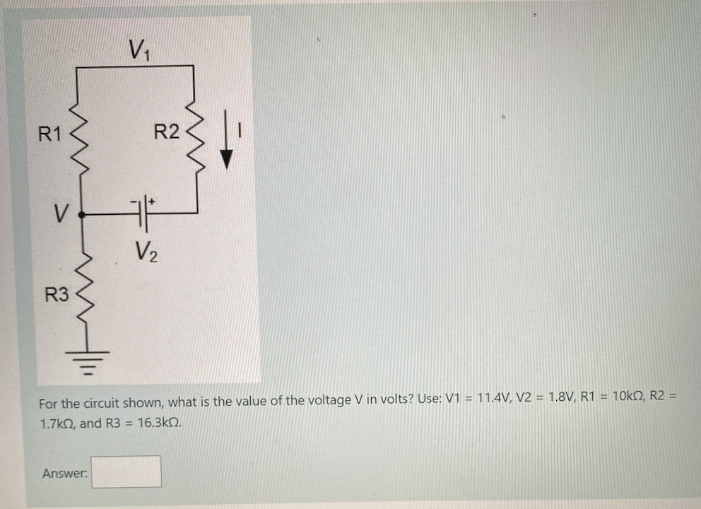 Solved R1 M. + + 1 V1 V2 R2 = For the circuit shown, what is | Chegg.com