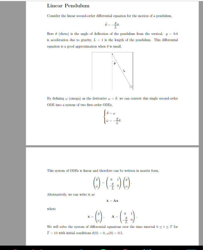 Nonlinear Pendulum The linear pendulum equation is | Chegg.com