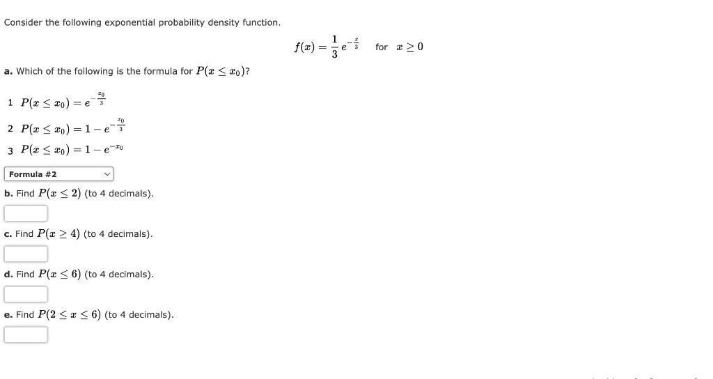 Solved Consider the following exponential probability | Chegg.com