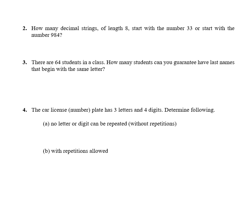Solved 2. How many decimal strings, of length 8, start with | Chegg.com
