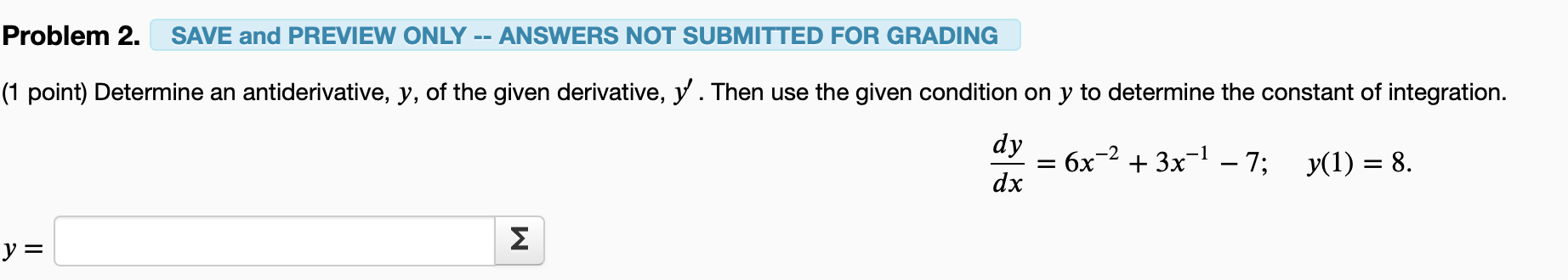Solved Problem 2. SAVE and PREVIEW ONLY ANSWERS NOT | Chegg.com