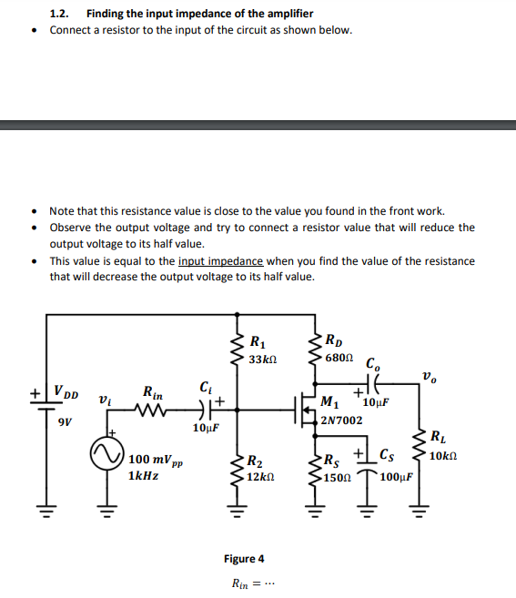 1.2. Finding the input impedance of the amplifier - | Chegg.com