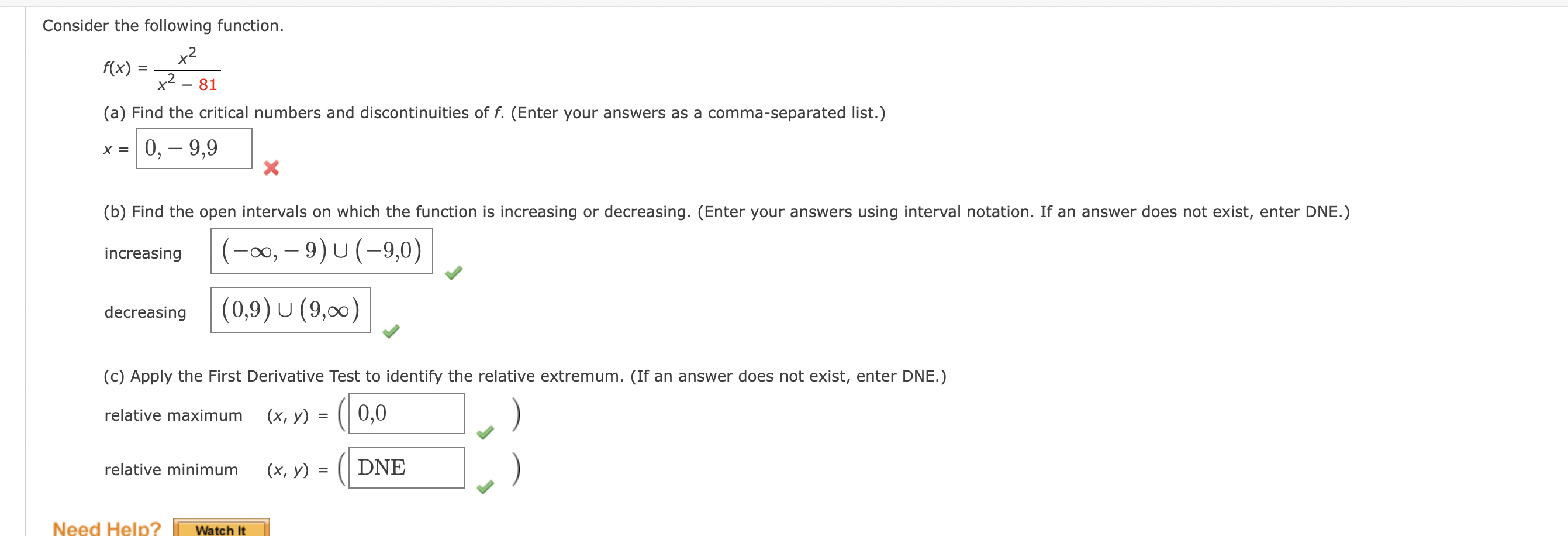 Solved Consider The Following Function F X X2−81x2 A