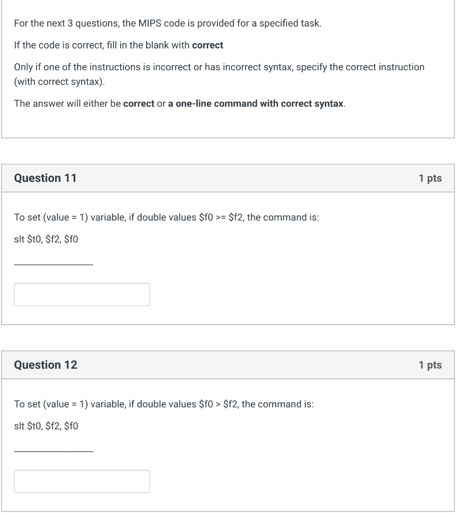 Solved For the next 3 questions, the MIPS code is provided | Chegg.com