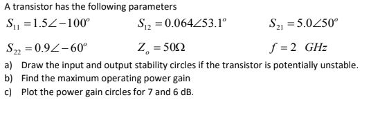 Solved A transistor has the following | Chegg.com